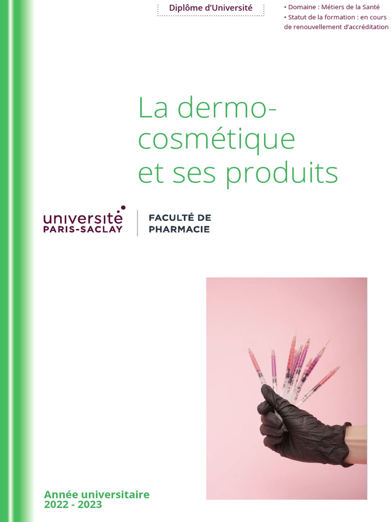Formation en Dermo-Cosmétique 2023 | PDF | Peau | Pharmacien
