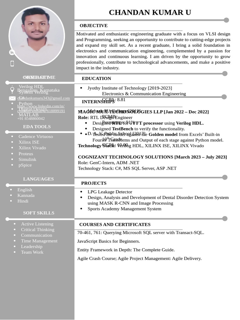 Chandan Kumar Resume Electronics | PDF | Hardware Description Language | Software Engineering