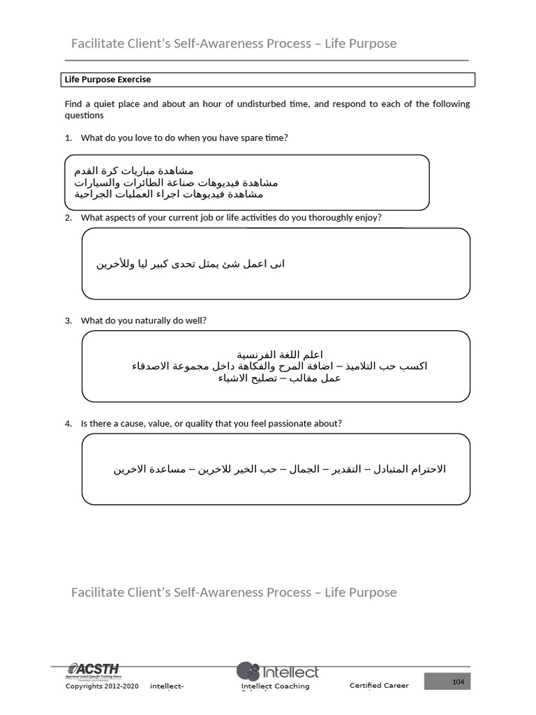 Life Purpose Exercise-1 | PDF