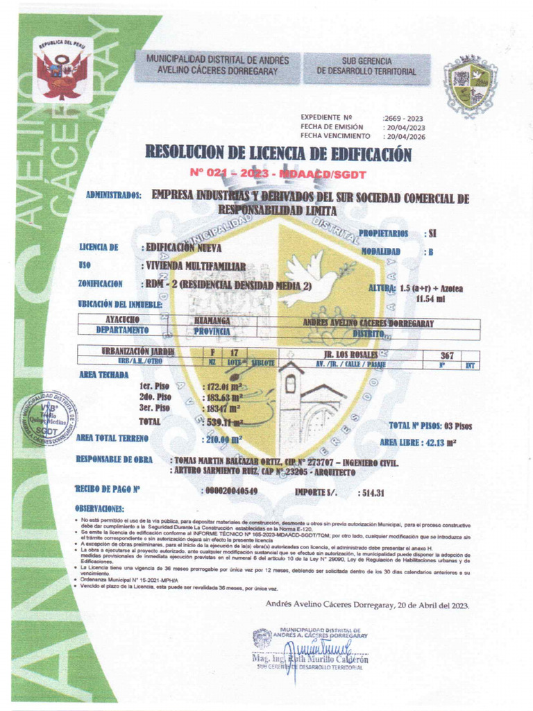 Licencia EDIFICACION 2024 | PDF