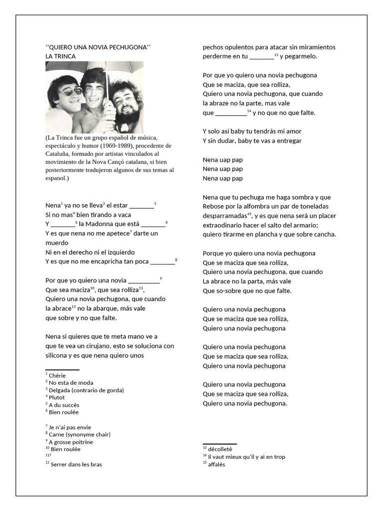 "Quiero una Novia Pechugona: La Trinca" | PDF
