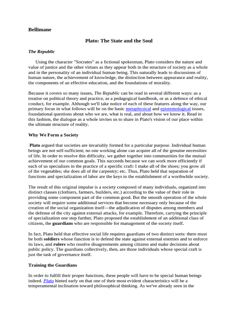 Plato Division of State | PDF | Soul | Plato