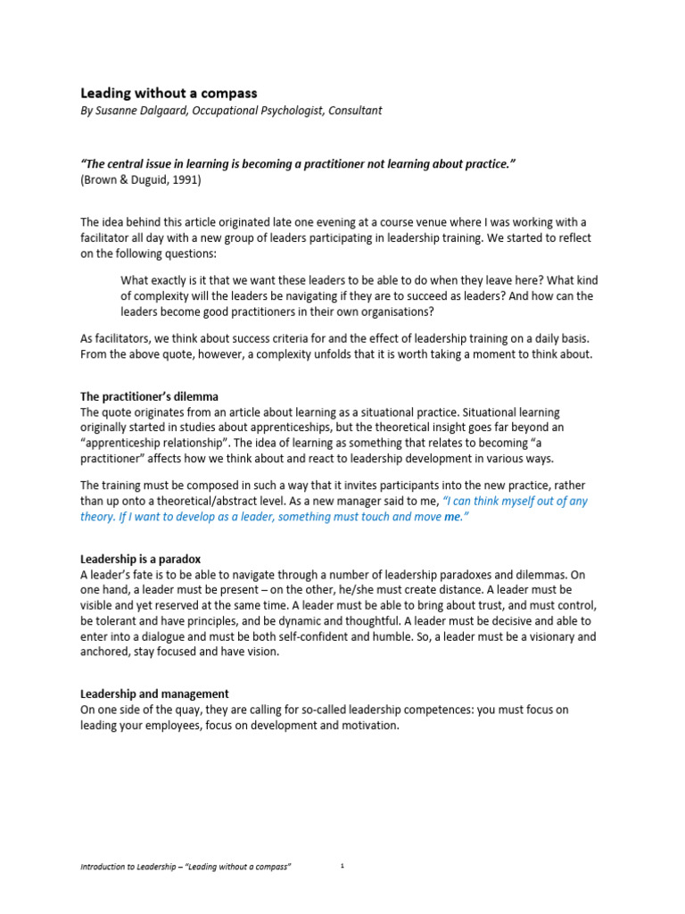 Leading Without A Compass | PDF | Leadership | Psychology
