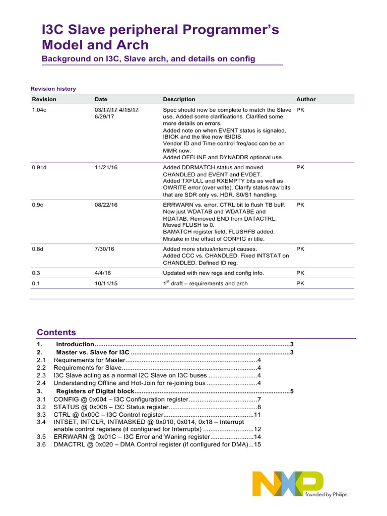I3c Peripheral Programmers Model | PDF | Computer Engineering | Computing