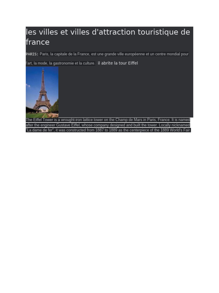 French Project in French | PDF