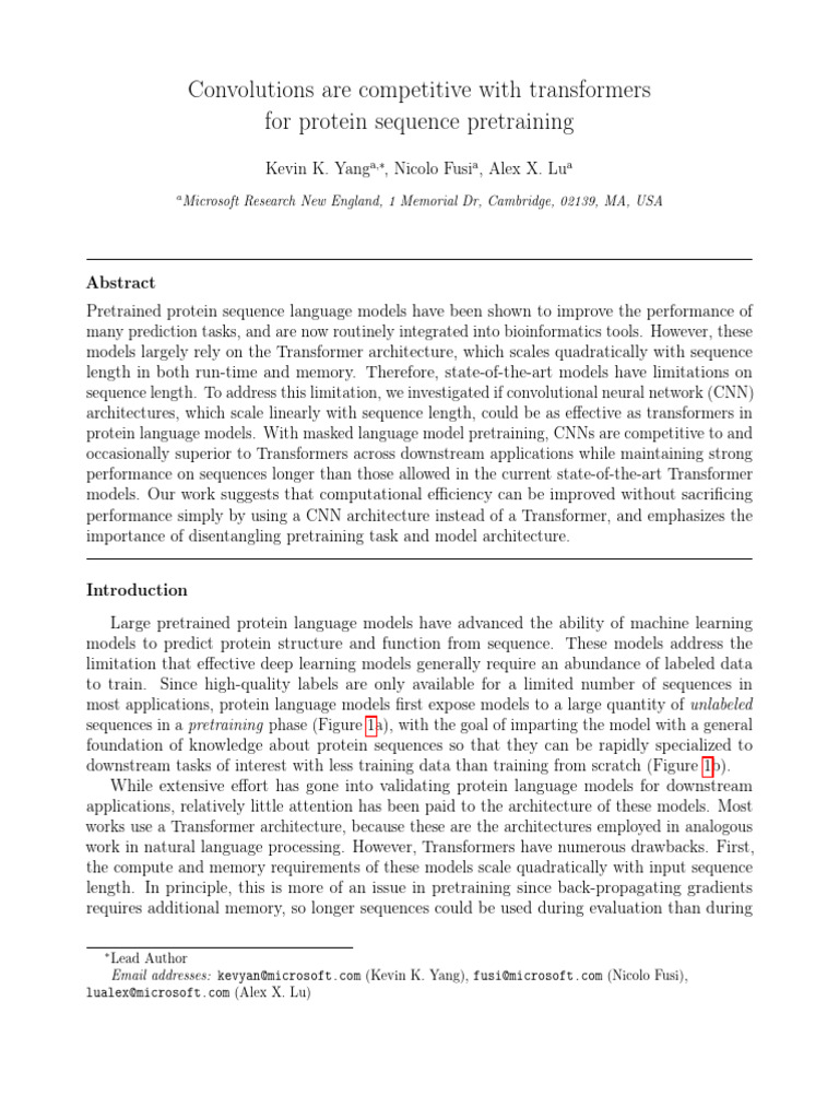 Yang2024-Convolutions Are Competitive With Transformers For Protein ...