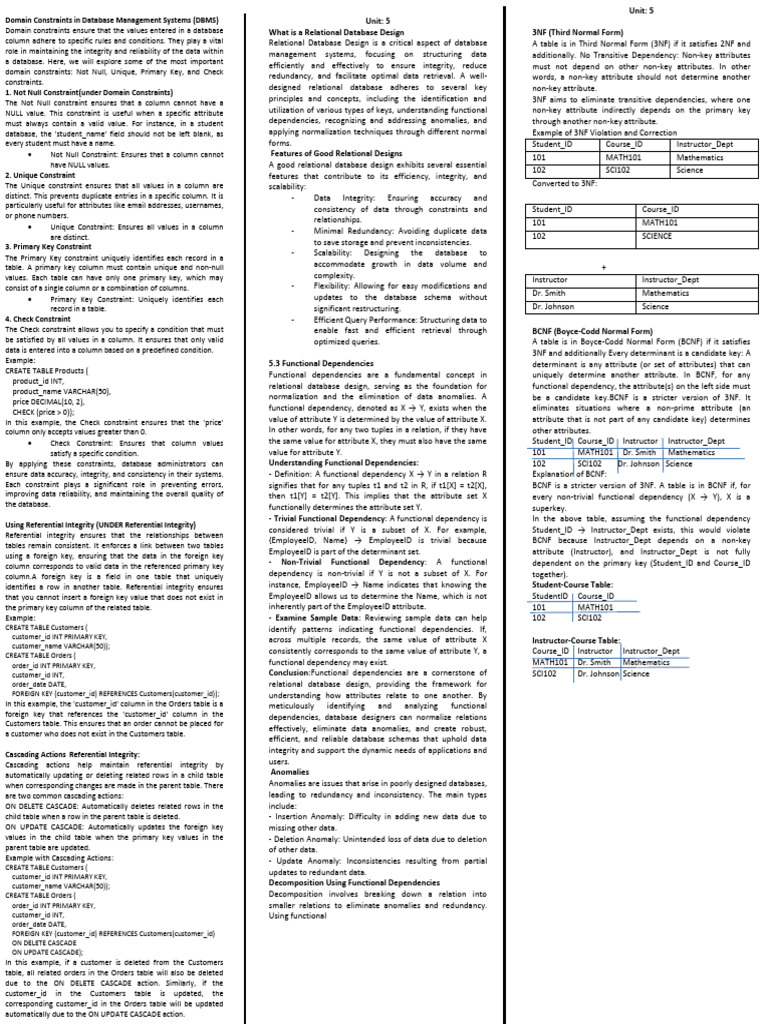 Domain Constraints in Database Management Systems | PDF | Relational ...