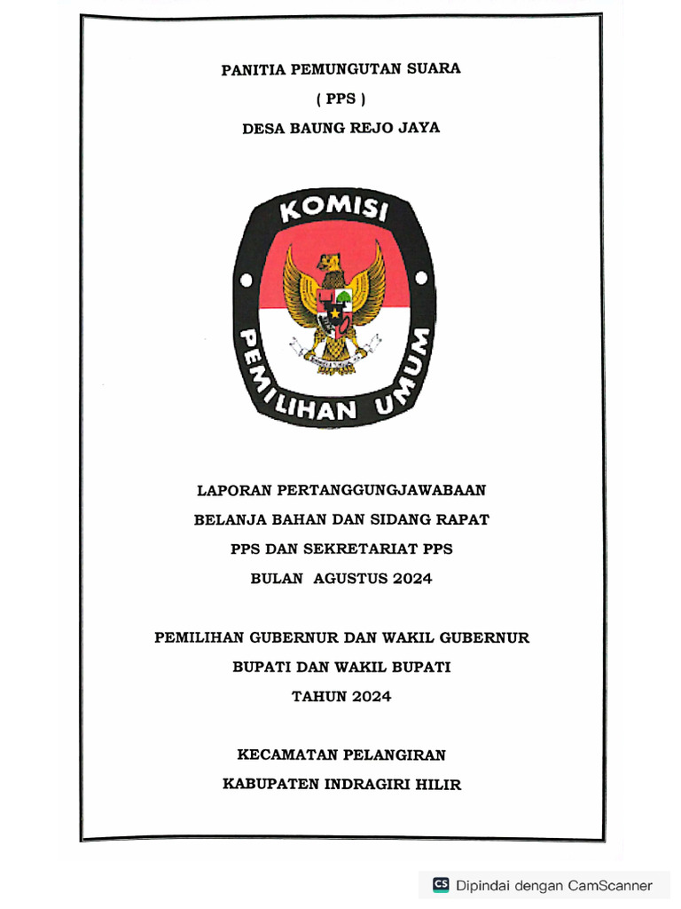 Lpj Belanja Bahan Dan Sidang Rapat Pps Dan Sekretariat Pps Bulan ...