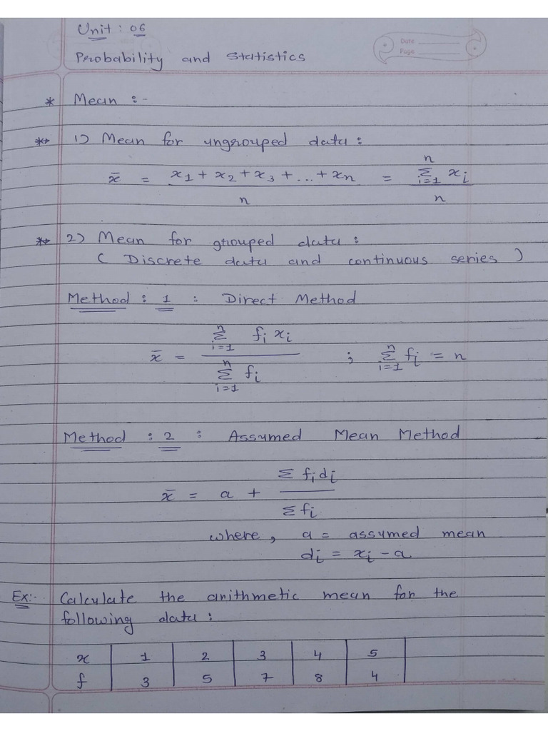 Unit 6 Probability and Statistics | PDF