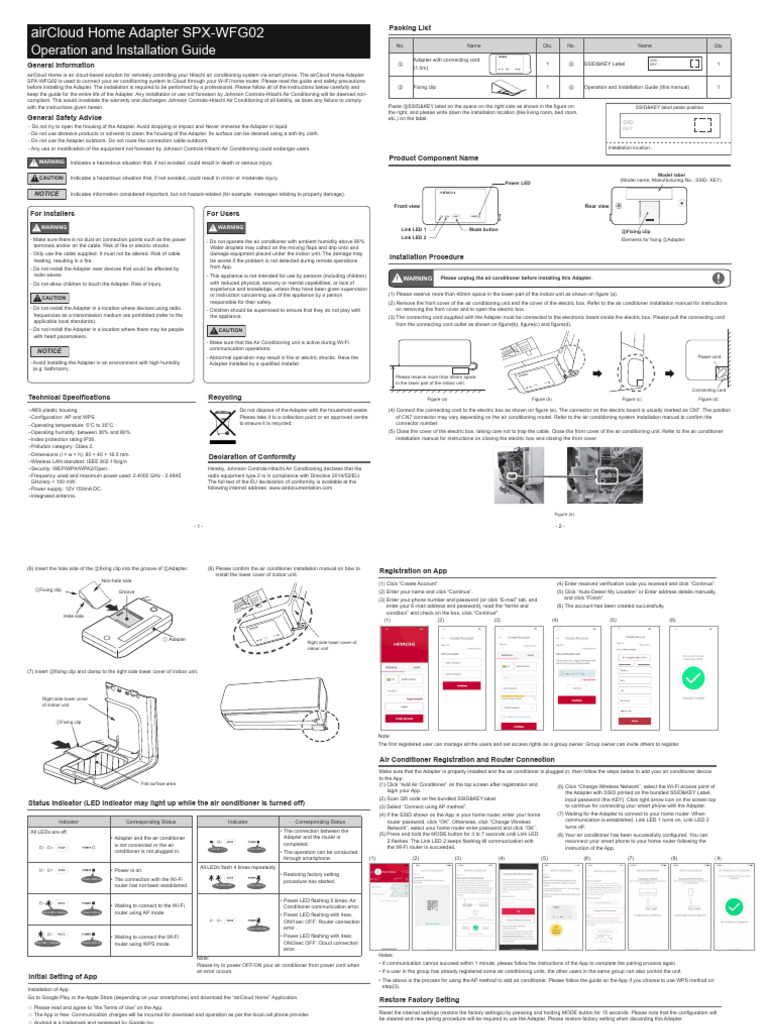 HO2020341A AirCloud Home Adapter Operation & Installation Guide en 2020 ...