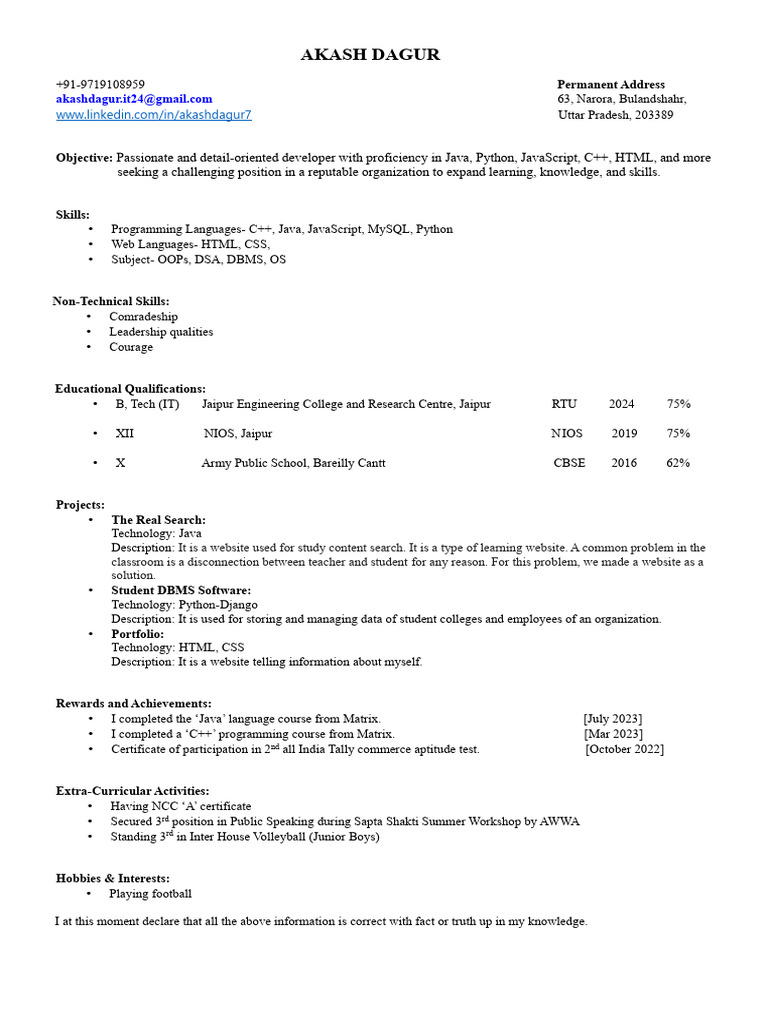 Akash Resume | PDF | Computing | Software Engineering