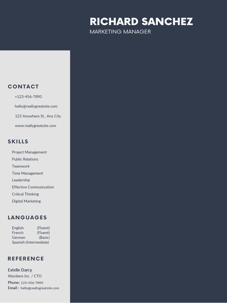Blue and Gray Simple Professional CV Resume (PDF - Io) | PDF ...