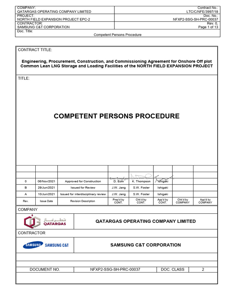 1.3 - Competent Persons Designation Procedure | PDF | Verification And ...
