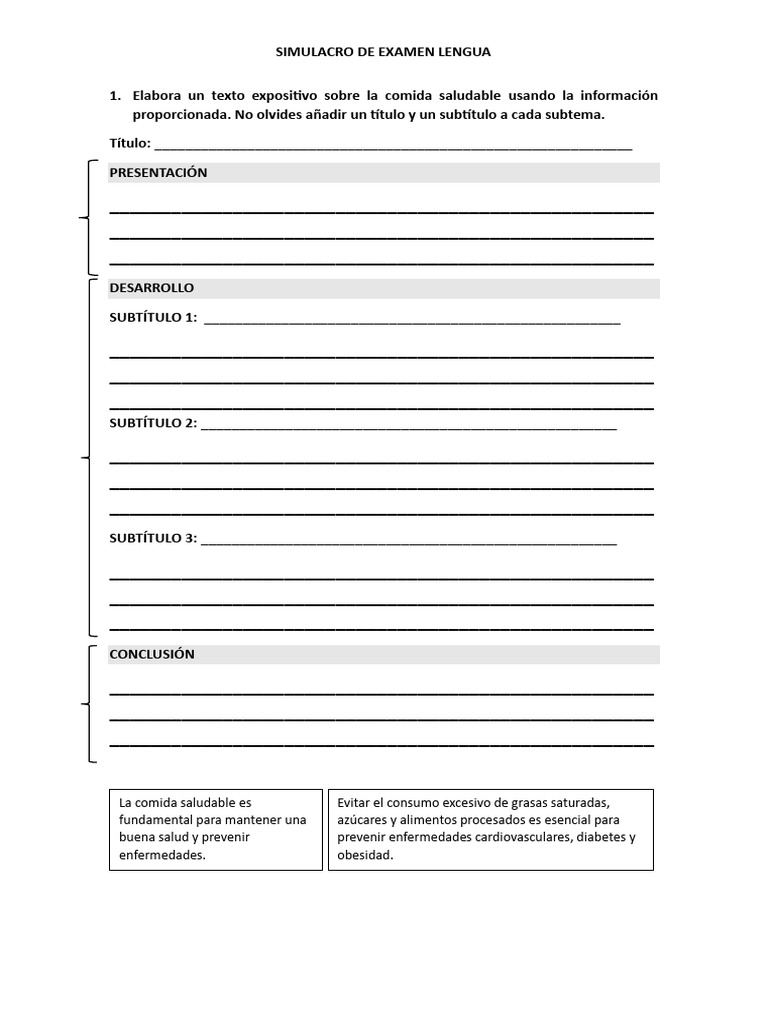 Examen de Lengua: Comida y Gramática | PDF | Alimentos | Dieta saludable