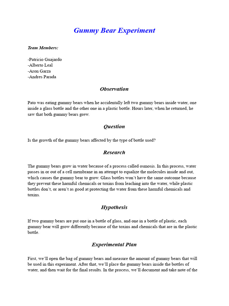 Gummy Bear: Experiment | PDF