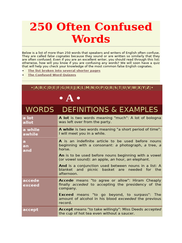 English Confusing Words | PDF | Verb | Bride