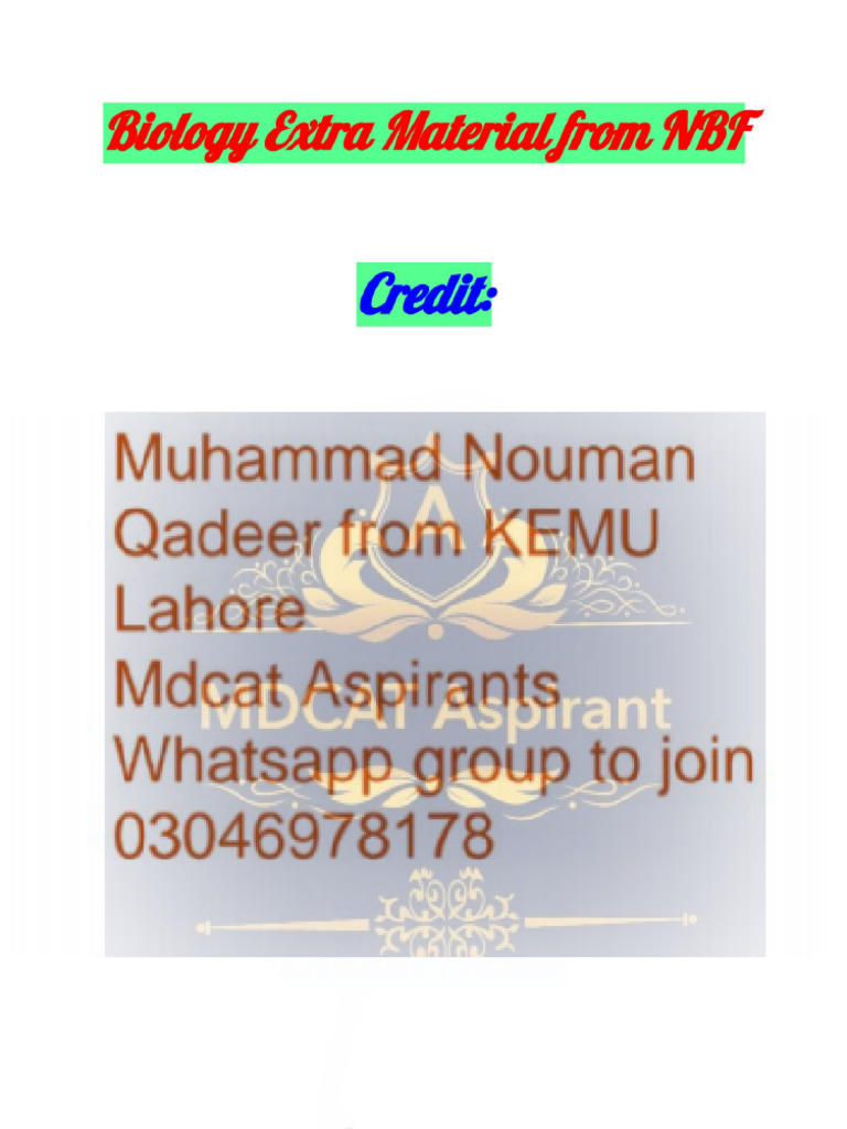 Biology Extra Material From NBF_Nouman Qadeer | PDF