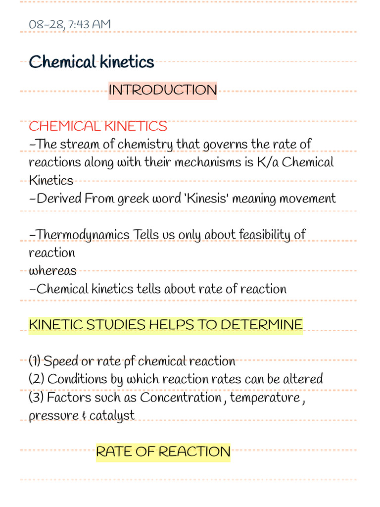 Chemical Kinetics Notes by Andleaf | PDF | Reaction Rate | Chemical ...