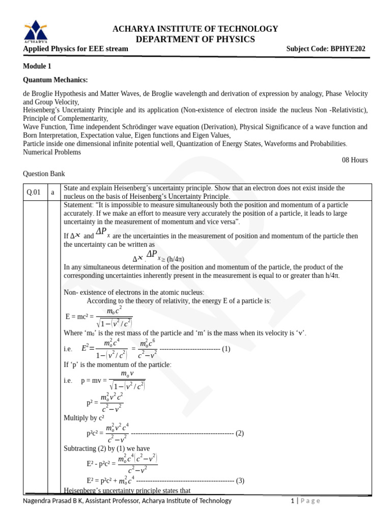 Question Bank EEE Stream Module 1, 2 and 3 | PDF | Superconductivity | Wave Function