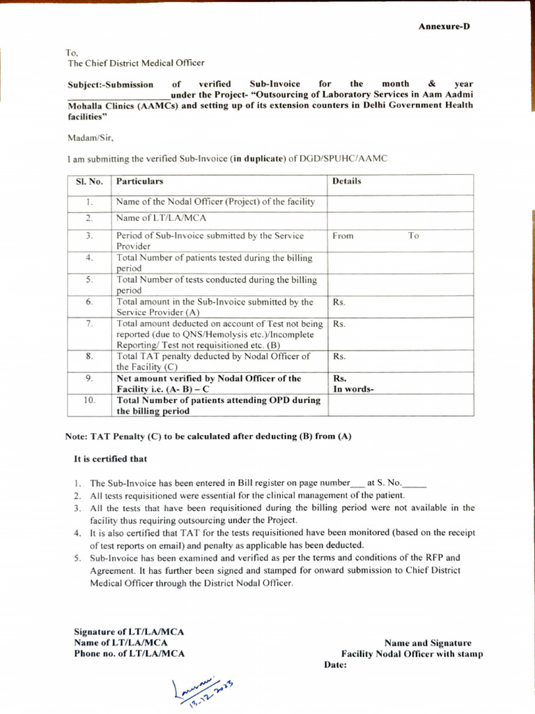 Lab Aamc Annexure D SOP For FNO | PDF