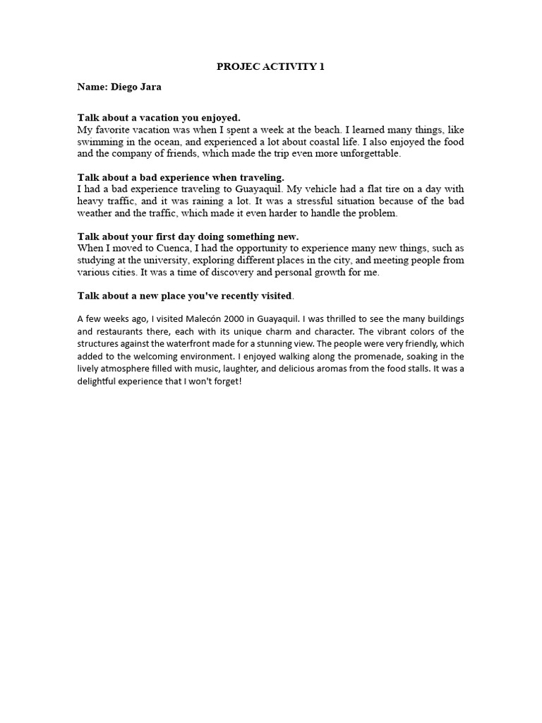 Memorable Travel Experiences and Insights | PDF