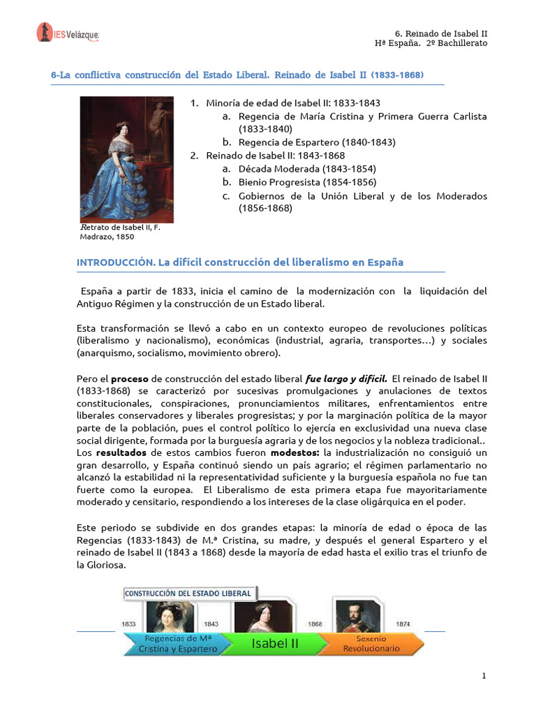 T 6 - Isabel Ii | PDF | España | Ciencias Políticas