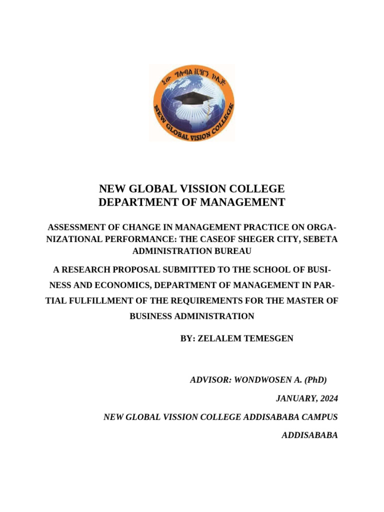 ZELALEM PROPOSAL 1 | PDF | Change Management | Methodology