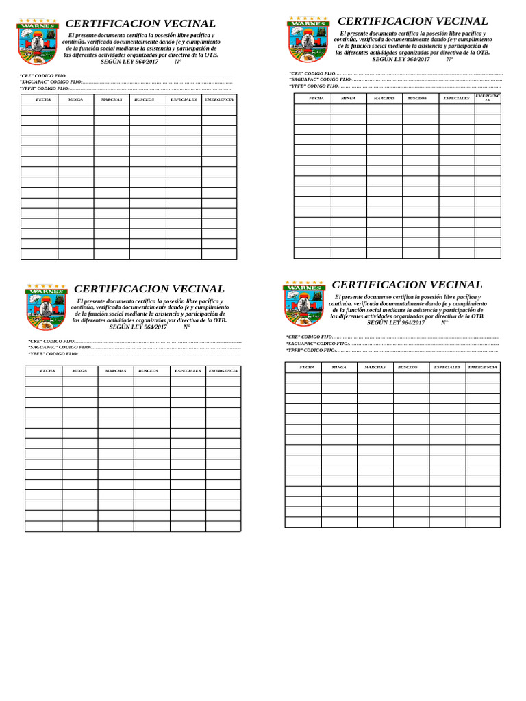 01 Javier Choque 4 Certificacion Vecinal | PDF | Títulos y certificaciones profesionales ...