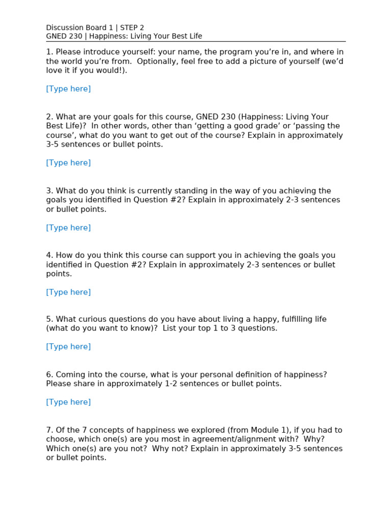 GNED 230 Happiness Course Intro | PDF