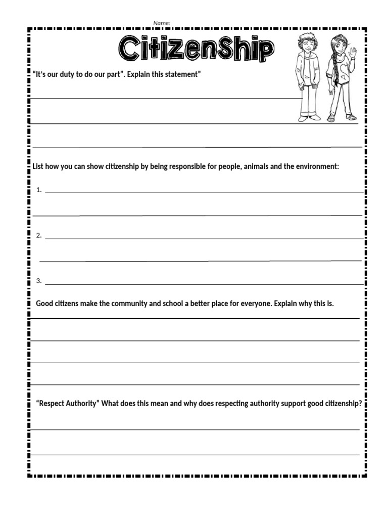 Citizenship-Worksheet 2 | PDF