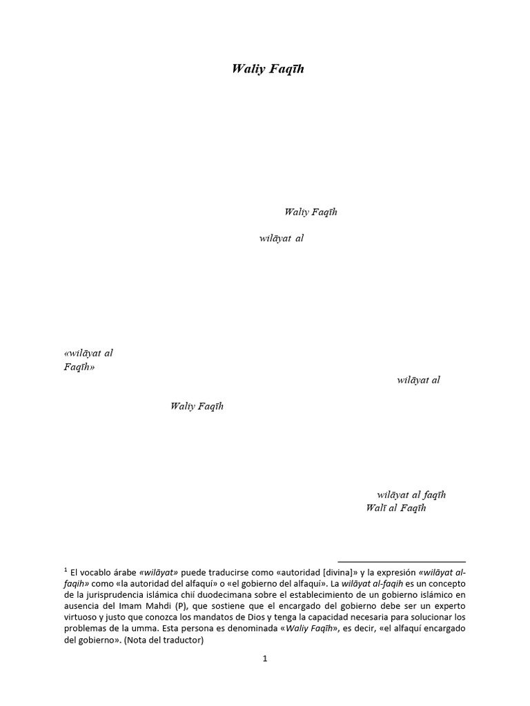 Autoridad del Waliy Faqīh en el Extranjero | PDF | Hadith | Imán