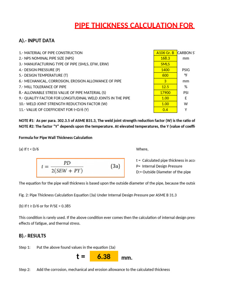 Pipe Thickness Calculation Guide | PDF | Pipe (Fluid Conveyance) | Welding