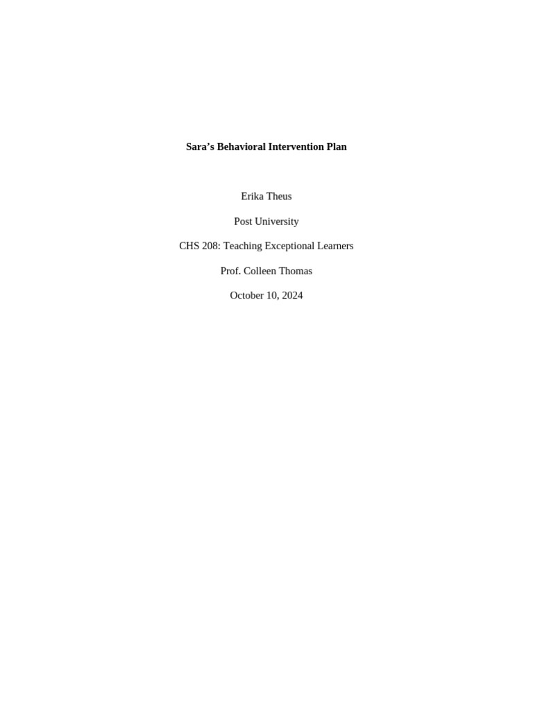 CHS 208- Behavioral Intervention Plan | PDF | Toys | Aggression