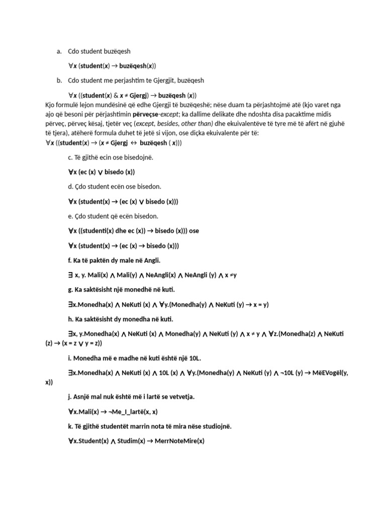Ushtrime Logjika e Rendit Te Pare | PDF