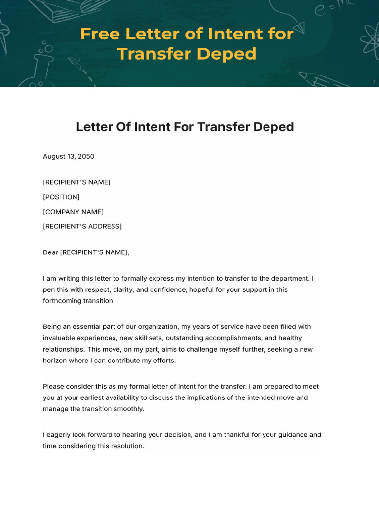 Letter of Intent For Transfer Deped | PDF