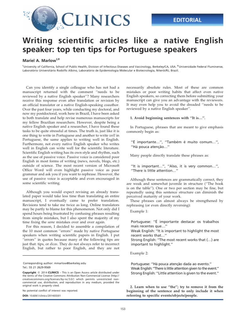 Marlow2014 - Writing Scientific Articles Like A Native English | PDF ...
