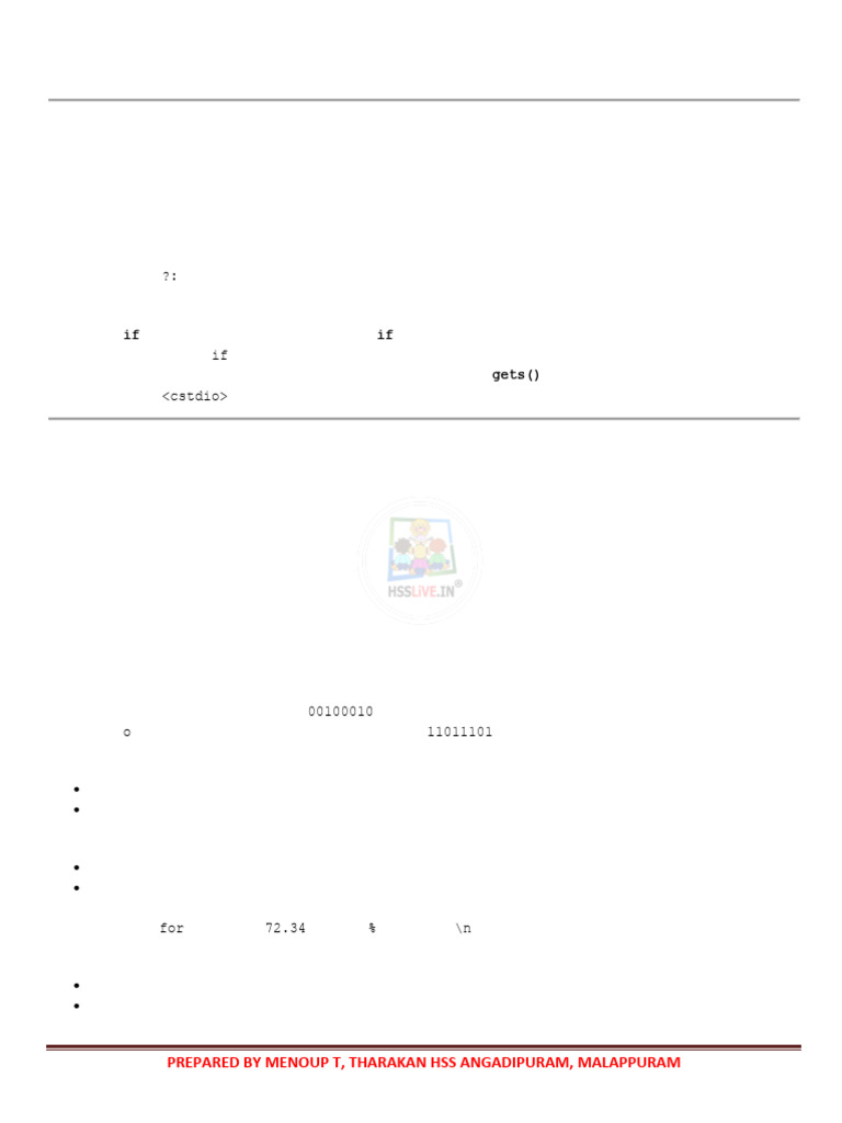 Hsslive Xi Cs Key Dec 2024 Menoup Pdf Ascii Integer Computer
