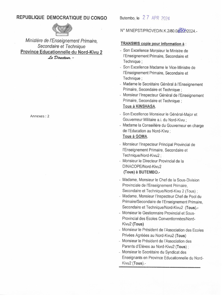 Doss EXETAT 2024 | PDF