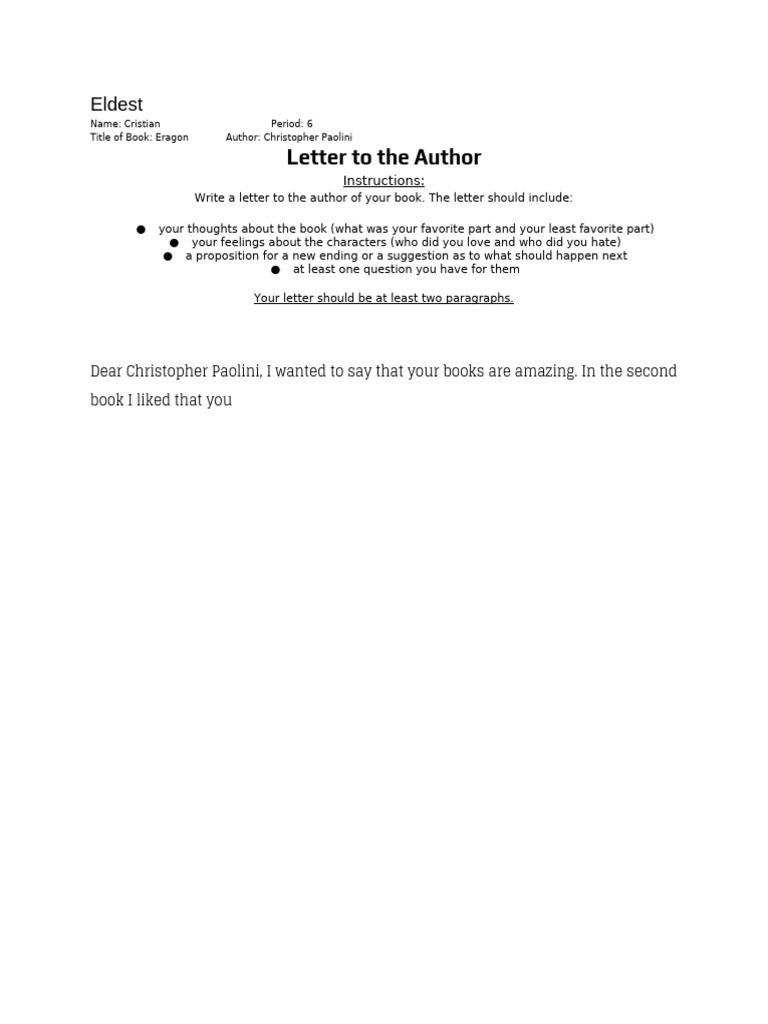 Letter to the Author | PDF
