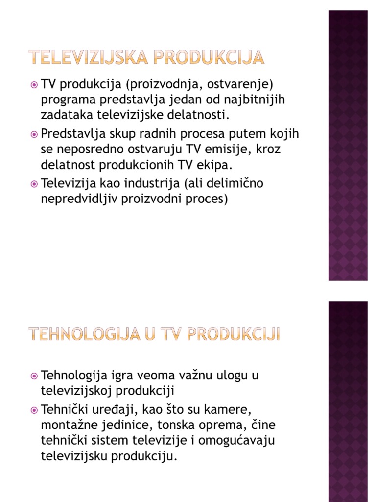 As 1 - Osnovne Karakteristike TV Produkcije | PDF