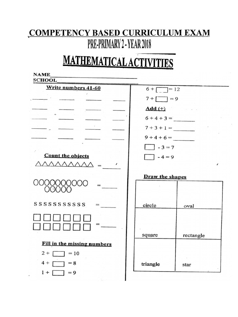 Mathematics Activities Pp2 End Term 3 Exam 2018 | PDF