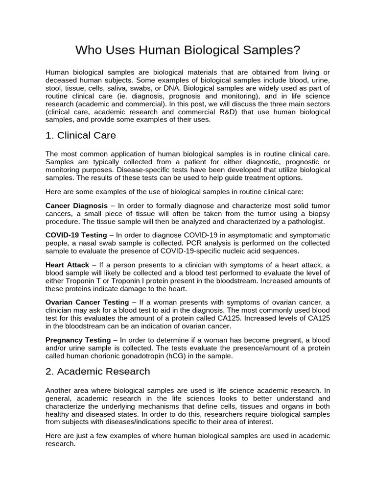 1. Who Uses Human Biological Samples | PDF | Medical Diagnosis | Biopsy
