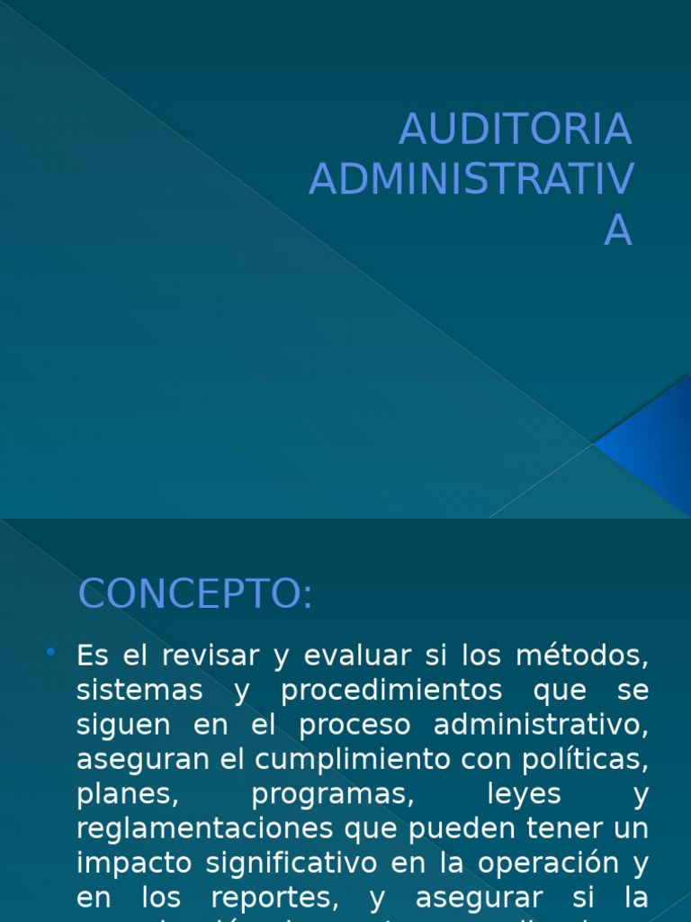 Auditoría Administrativa: Conceptos y Métodos | PDF | Auditoría ...