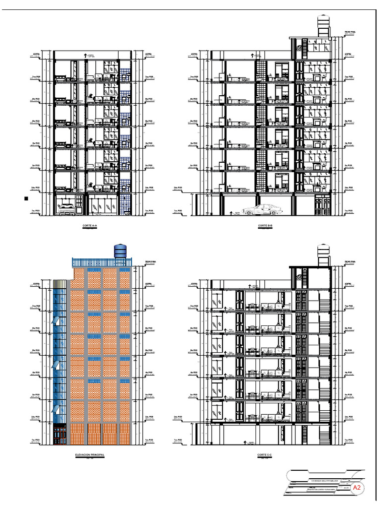 Planos de Corte y Elevación Arquitectónica | PDF
