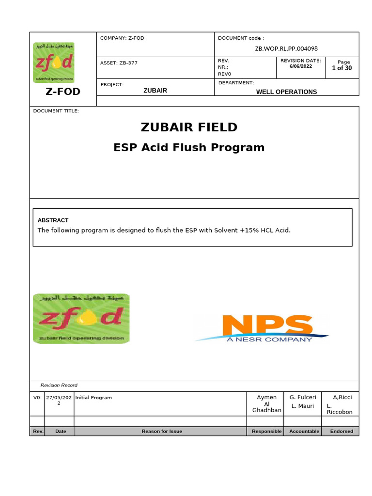 ZB-377 CT ESP Acid Flush Program | PDF