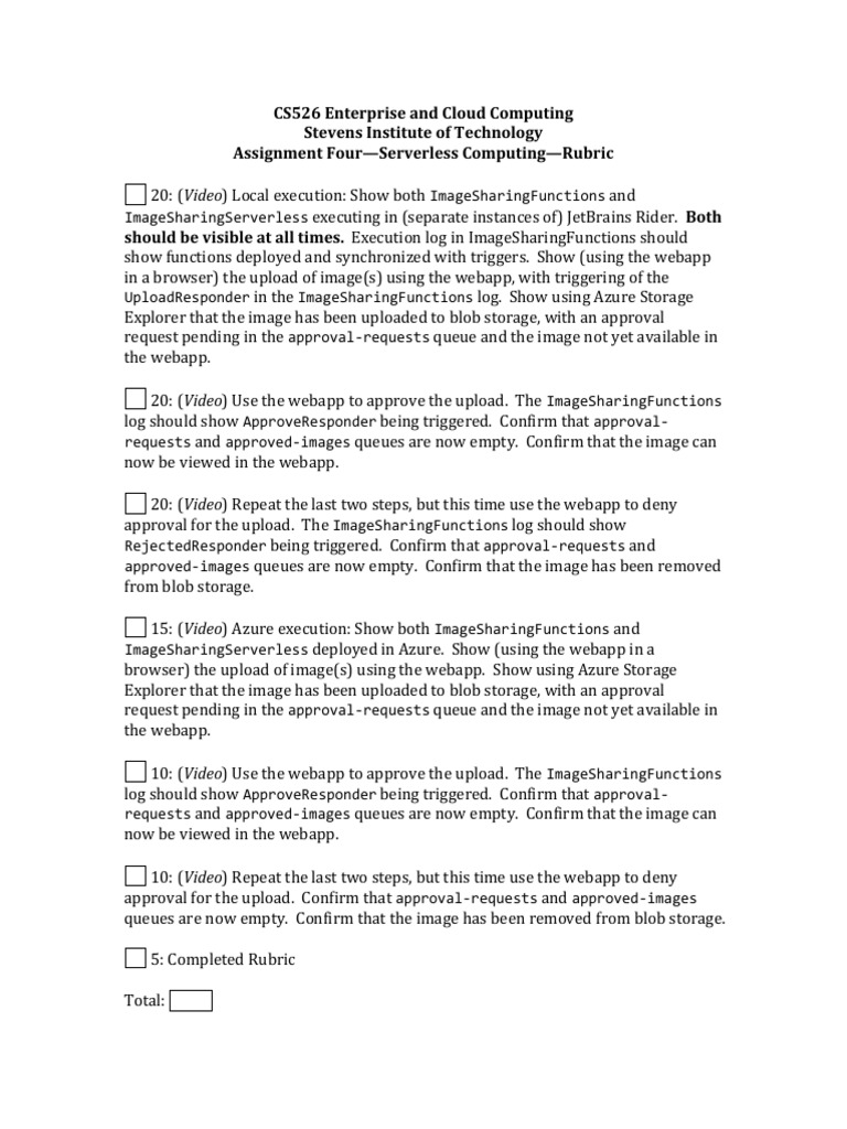 Assignment4 Serverless Rubric | PDF