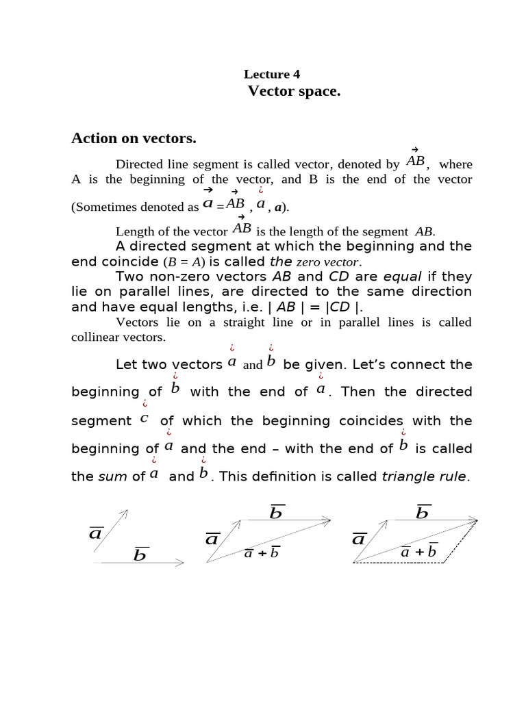 Lecture_4_Vector_ | PDF | Euclidean Vector | Vector Space