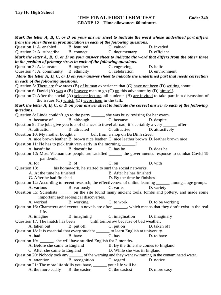 Grade 12 Final Term Test Questions | PDF | Artificial Intelligence ...
