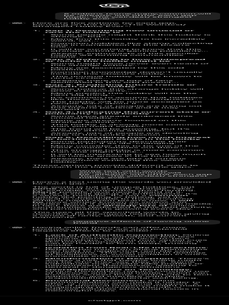 Weirdest Hobby Suggestions | PDF