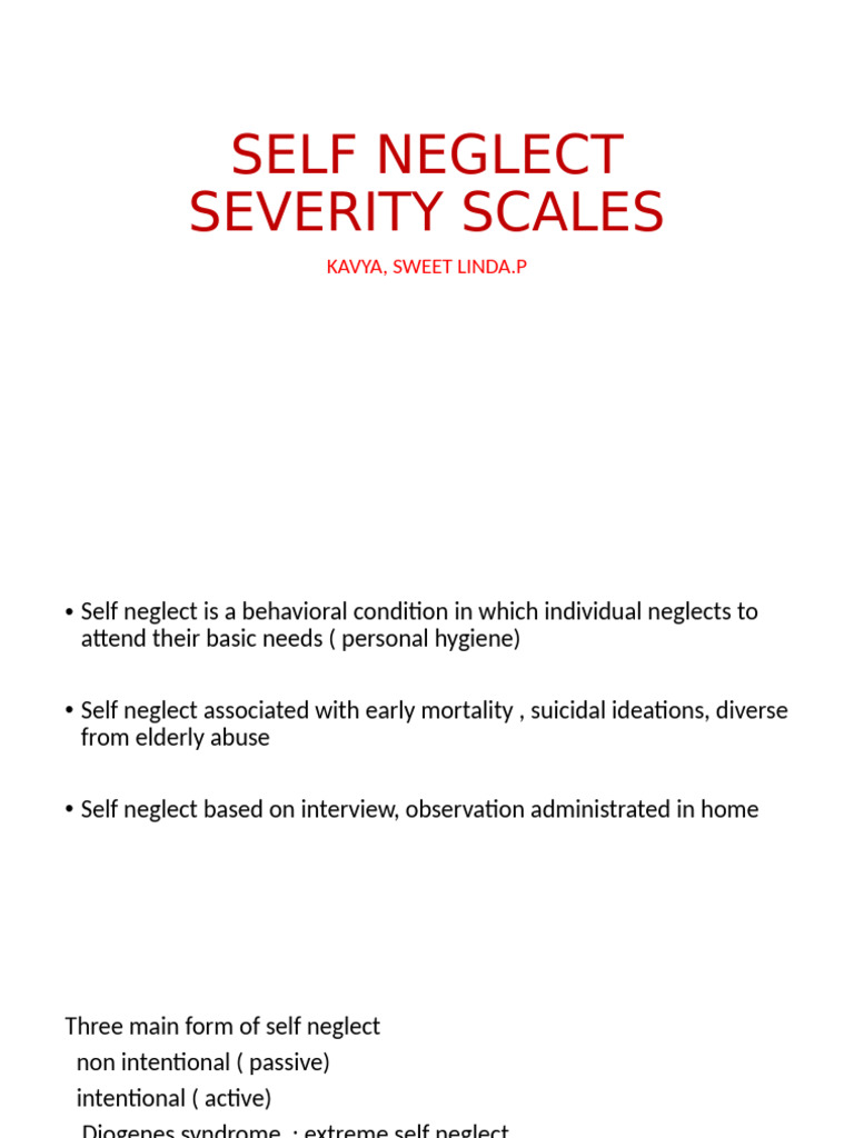 Self Neglect Severity Scales | PDF | Dementia | Hygiene